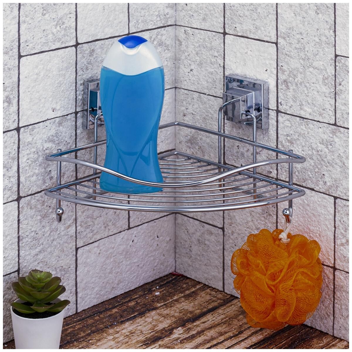 Tekno Tel EF-250 Yapışkanlı Tek Katlı Köşelik Banyo Rafı Krom - Tekno Tel EF-250 Yapışkanlı Tek ...