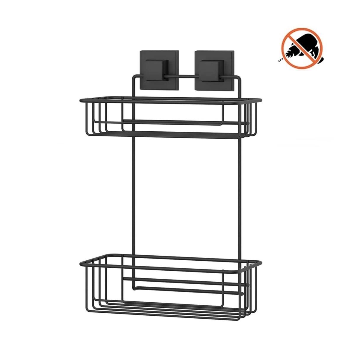 Tekno Tel EF-256 Yapışkanlı 2 Katlı Düz Banyo Rafı Siyah - Tekno Tel EF-256 Yapışkanlı 2 Katlı ...